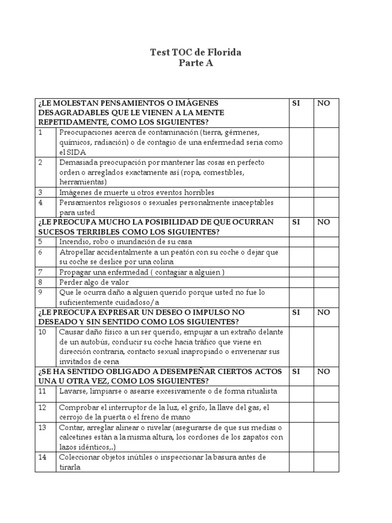 Evaluación de síntomas de TOC en adolescentes | PDF