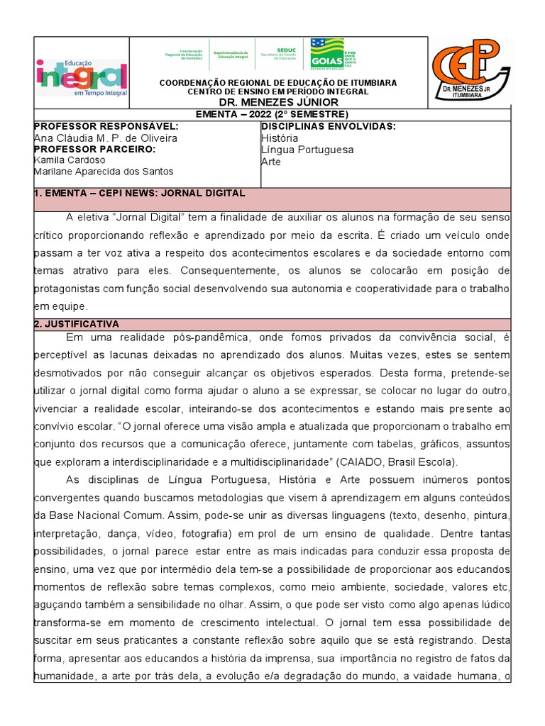 Projeto Eletiva Desvendando A Fotografia 2022 - Ana Cláudia | PDF | Sociologia | Jornalismo