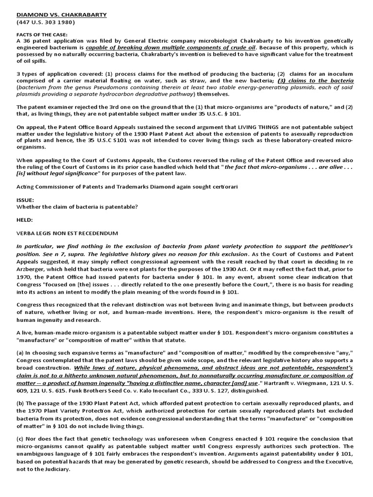 Diamond vs. Chakrabarty: Plasmids Providing A Separate Hydrocarbon ...