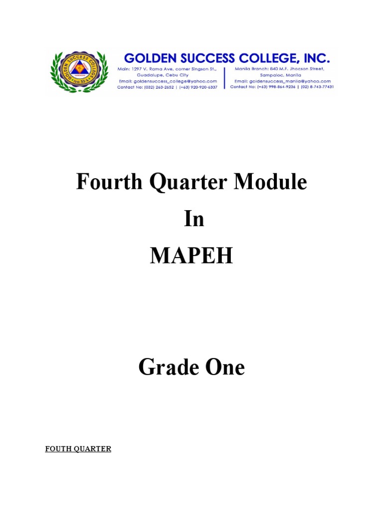 Grade 1 MAPEH Fourth Quarter Module | PDF | Tempo | Performing Arts