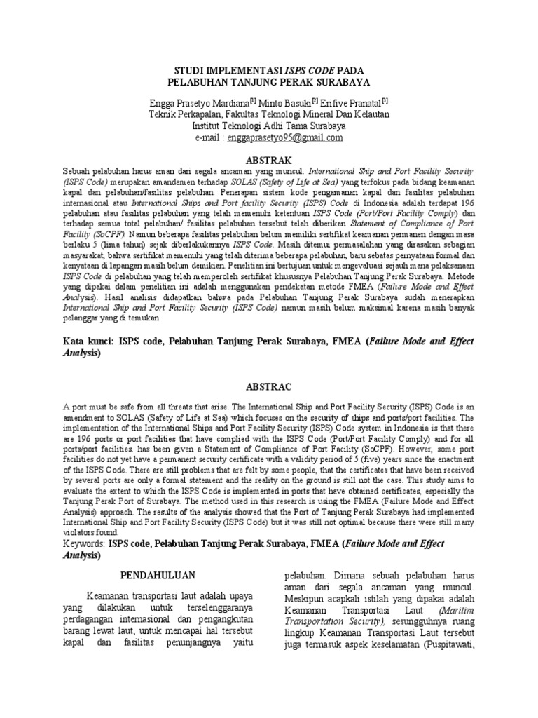 Jurnal Studi Implementasi Isps Code Tanjung Perak | PDF | Bisnis | Teknologi & Rekayasa