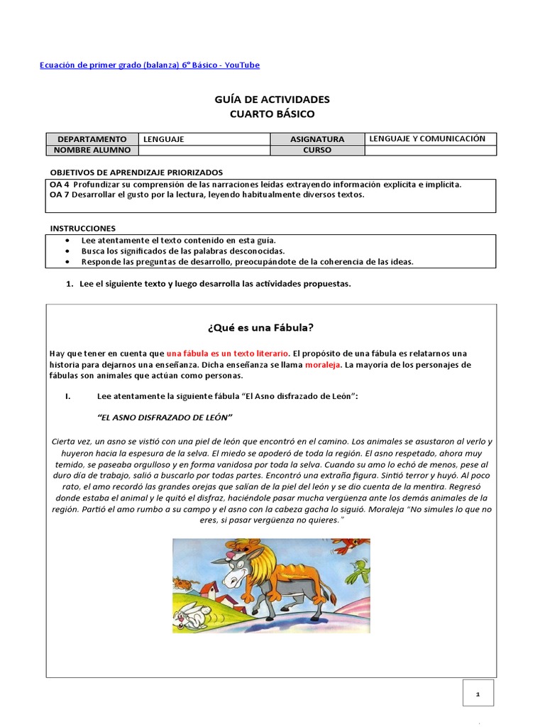 Actividades Didácticas de Fábulas | PDF | Fábula