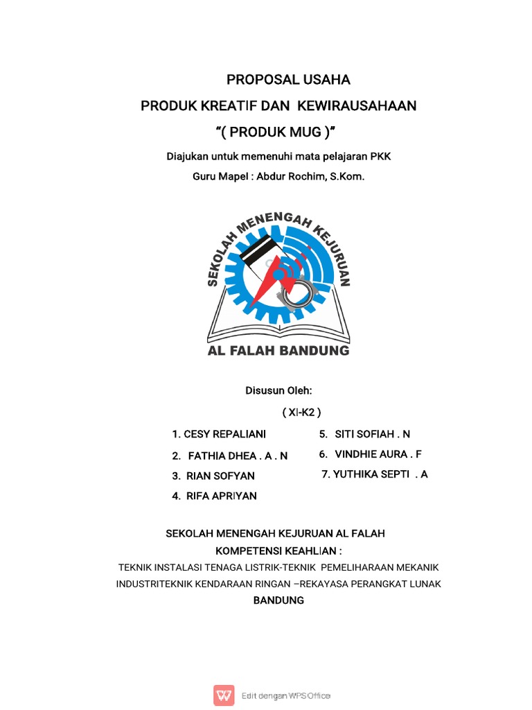 Cover Proposal Usaha PKK | PDF | Karier & Perkembangan | Seni