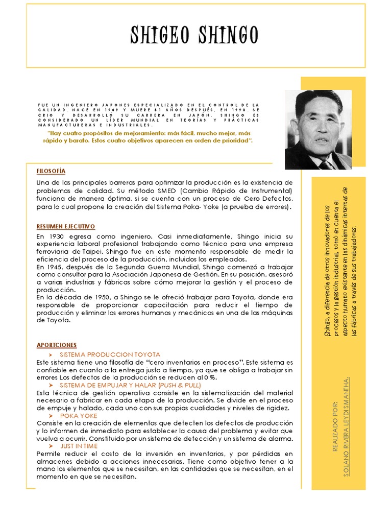 SHIGEO SHINGO-hoja Ejecutiva | PDF | Lean Manufacturing | Business