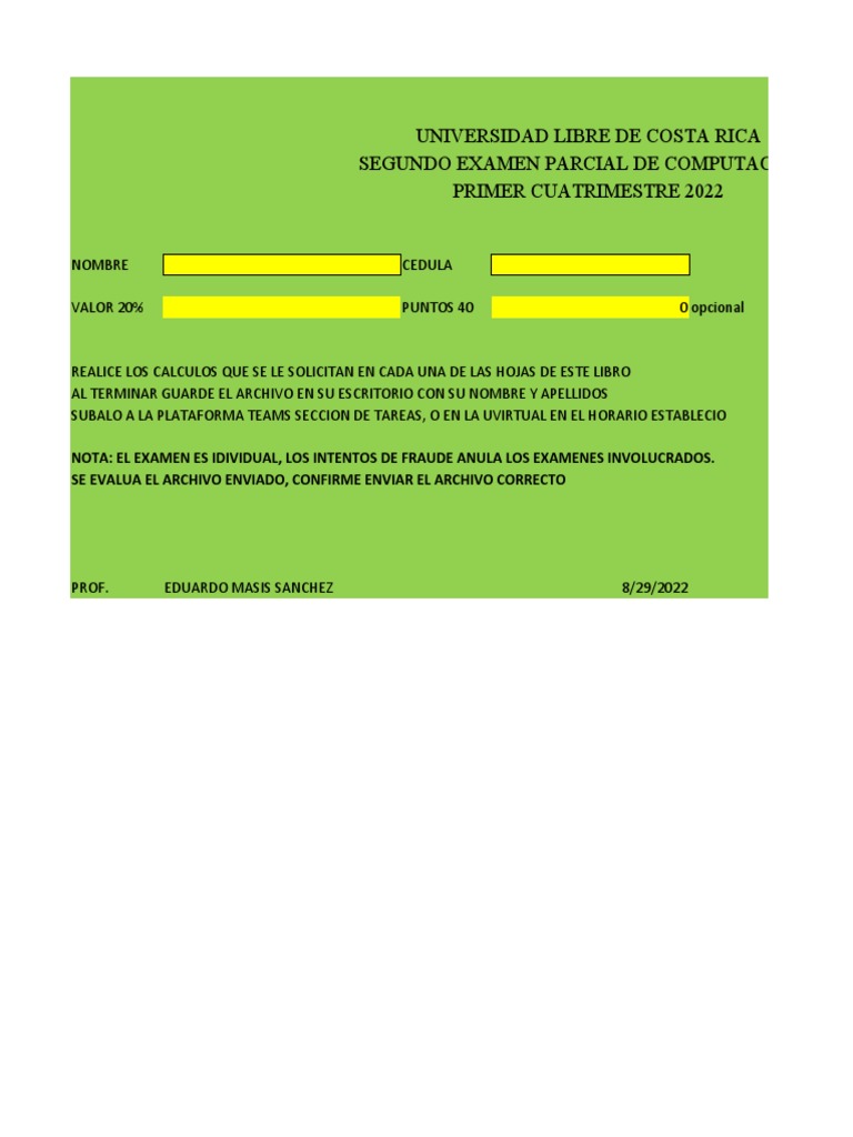 Segundo Examen Parcial Computacion I | PDF | Informática