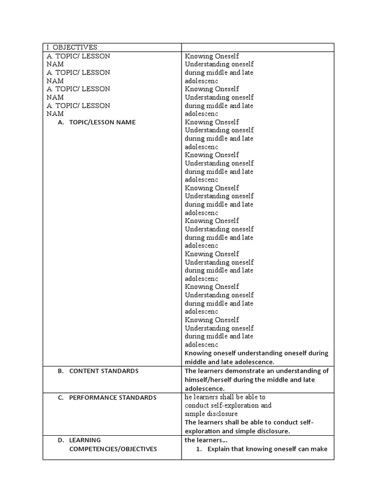DLL Personal Development | PDF | Adolescence | Learning
