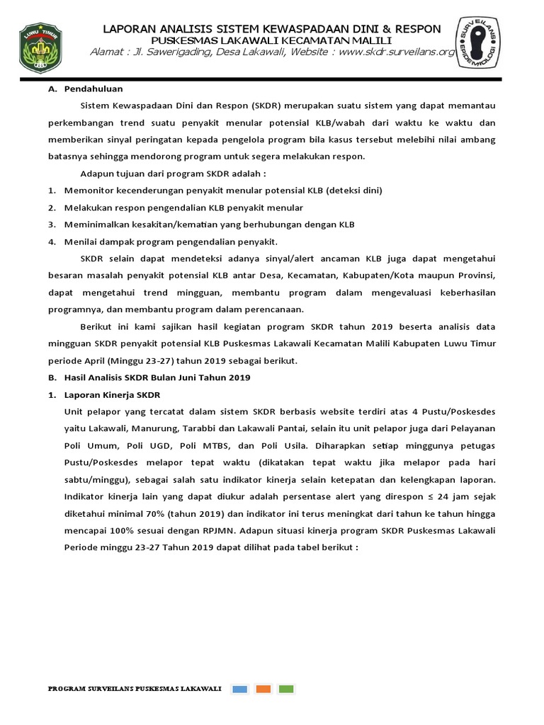 LAPORAN Analisis Kecenderungan SKDR JUNI | PDF