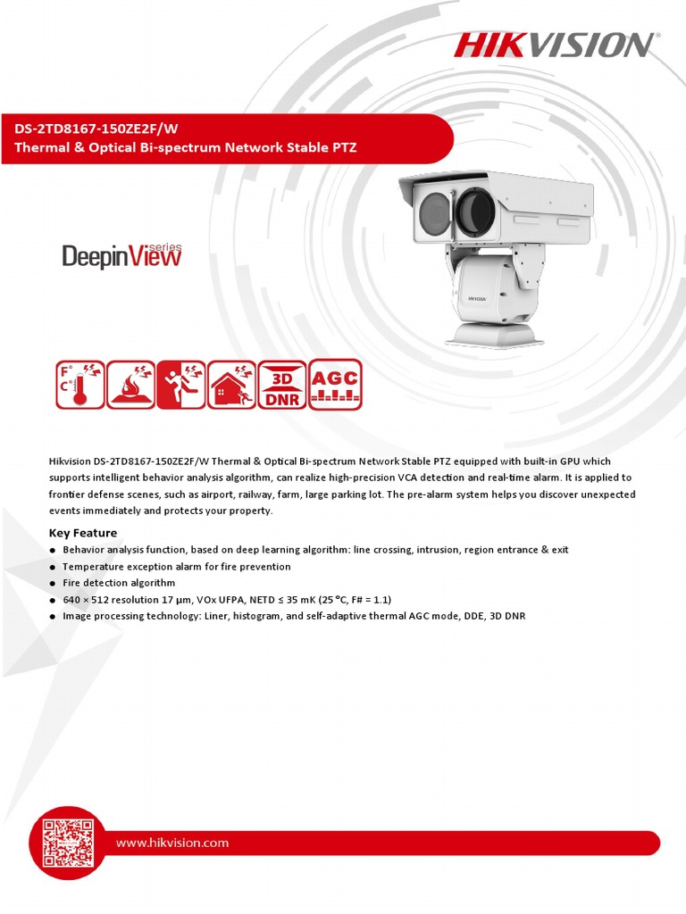 DS-2TD8167-150ZE2F/W Thermal & Optical Bi-Spectrum Network Stable PTZ | PDF | Aperture ...