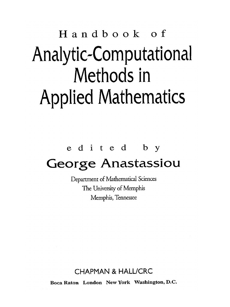 Handbook Of Analytic Computational Methods In Applied Mathematics Pdf Mathematical