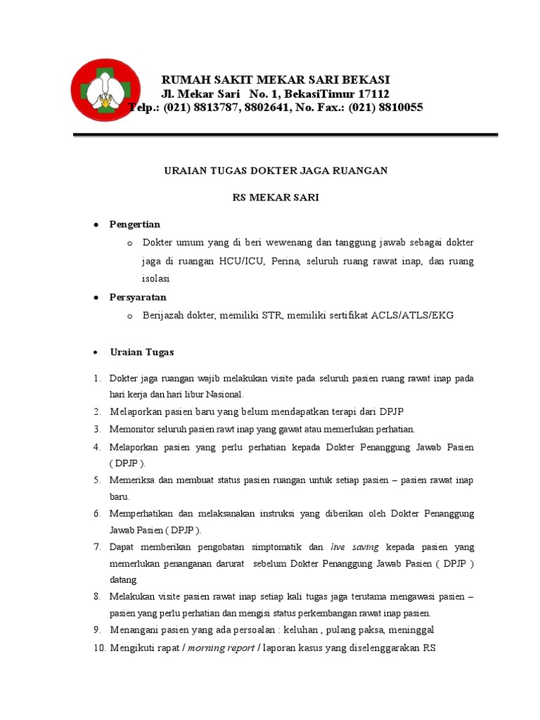 Uraian Tugas Dr. Ruangan | PDF