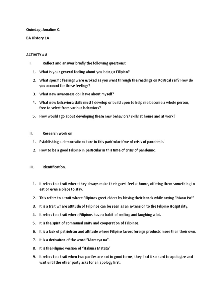 Quindap, Jonaline C. BA History 1A | PDF | Philippines | Cognition