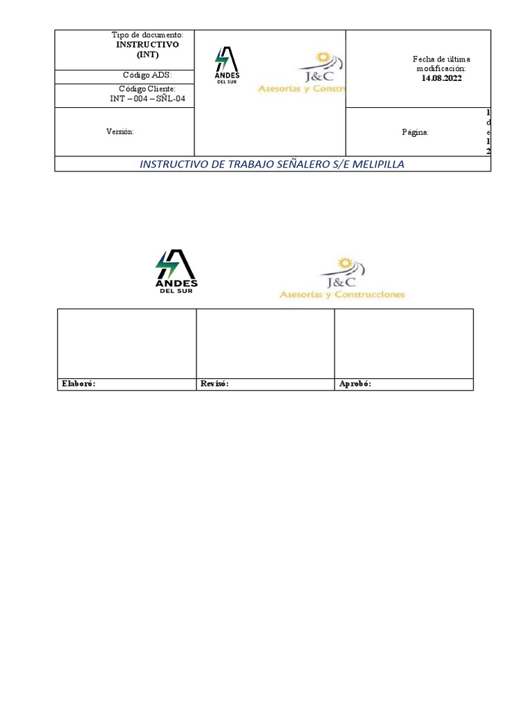 INT 004 Instructivo de Trabajo - Señalero - INT - 004 - SÑL-04 | PDF
