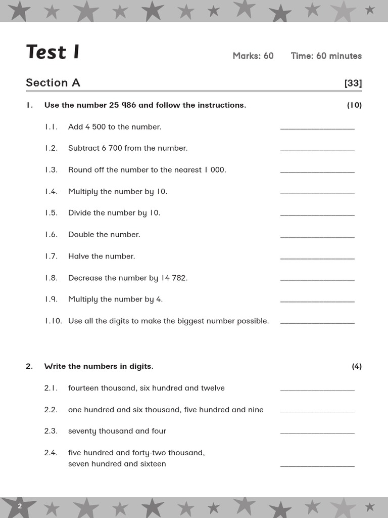 Grade 5 Math Test: Numbers & Geometry | PDF | Mathematics | Numbers
