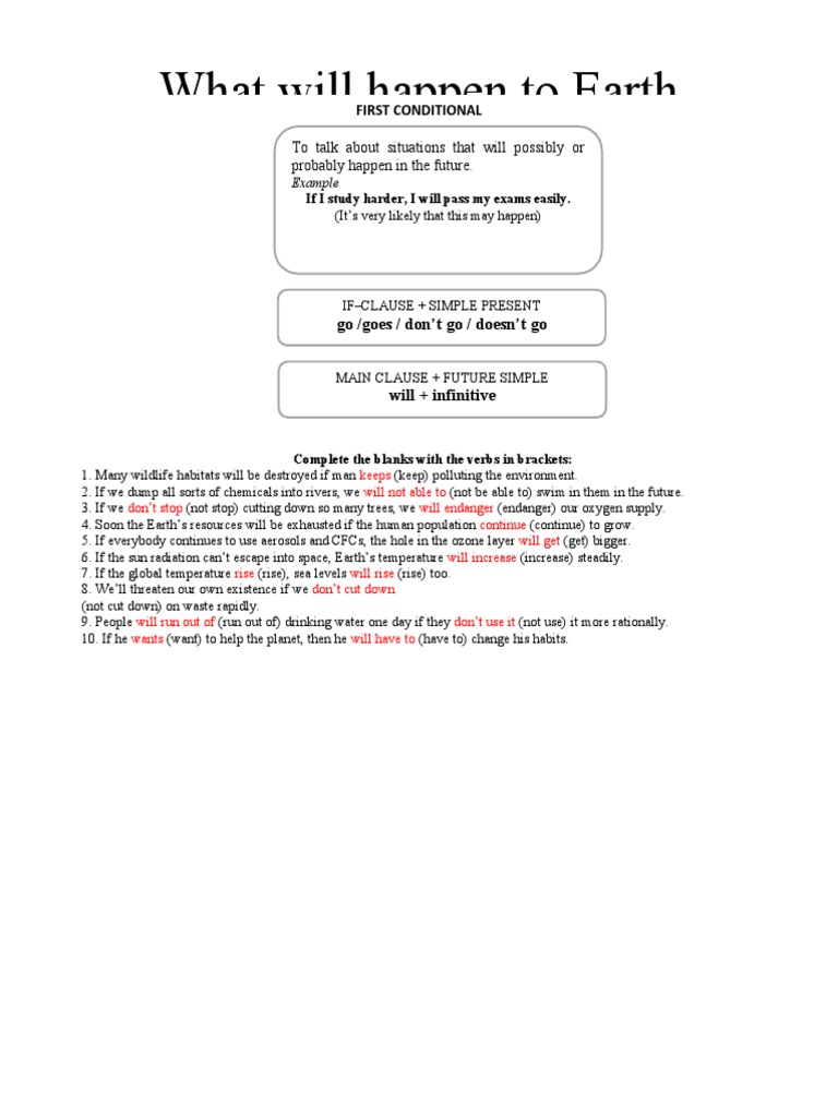 First Conditional Practice | PDF | Climate Change | Ozone Depletion