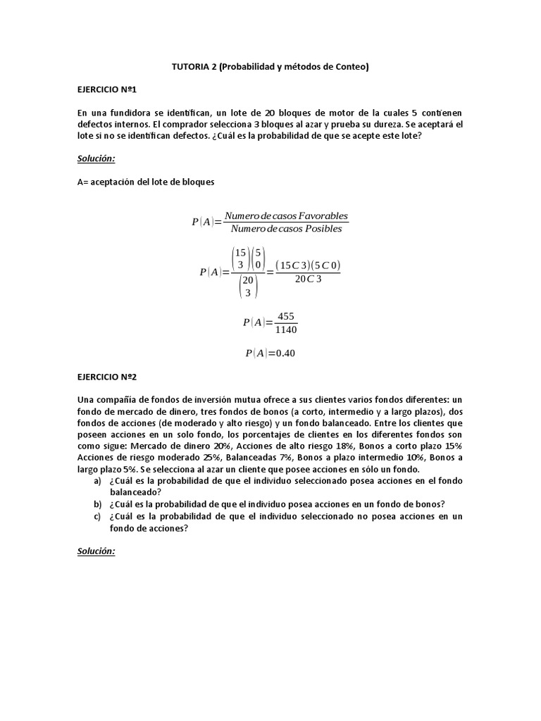 TUTORIA 2 Ejercicios | PDF | Probabilidad | Metrología