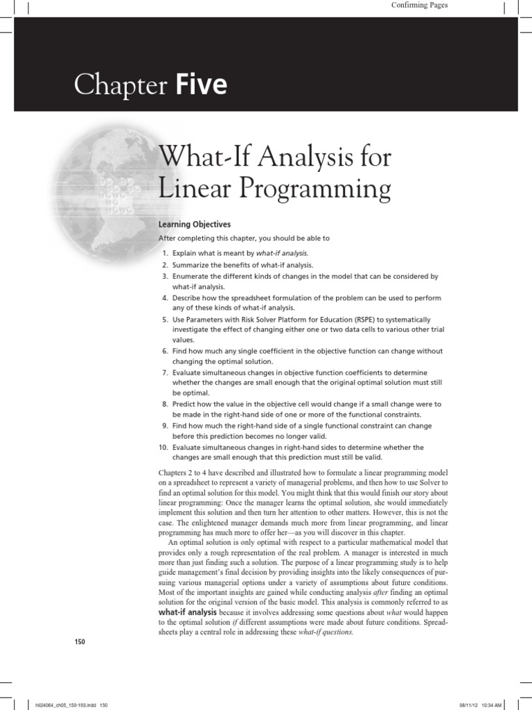 Chapter Five: What-If Analysis For Linear Programming | Download Free PDF | Sensitivity Analysis ...