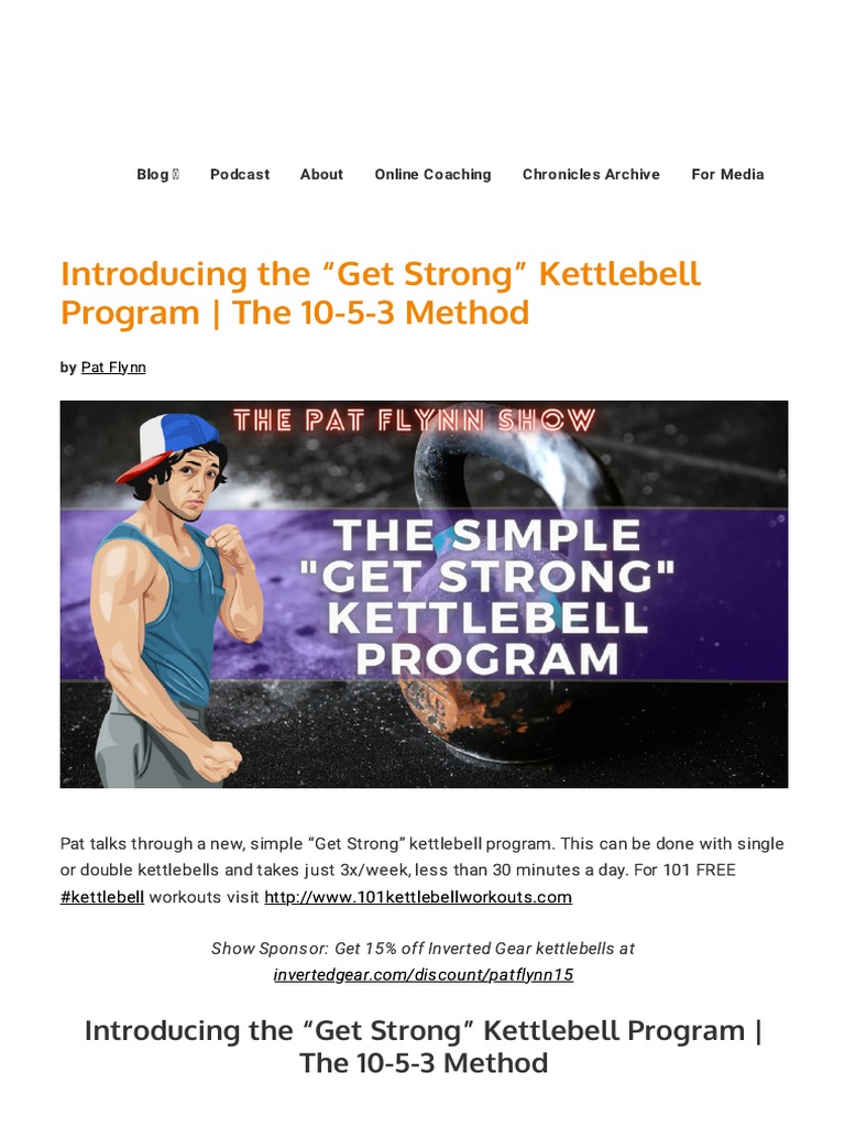 Introducing The - Get Strong - Kettlebell Program - The 10-5-3 Method ...