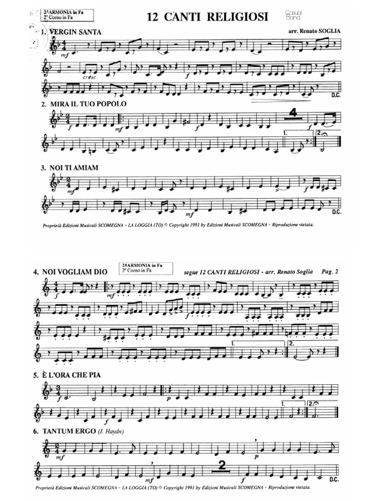 12 Canti Religiosi (Soglia) - Corno in FA 2 | PDF