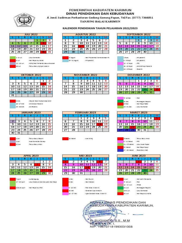 Kalender Pendidikan TP 2022-2023 1 | PDF
