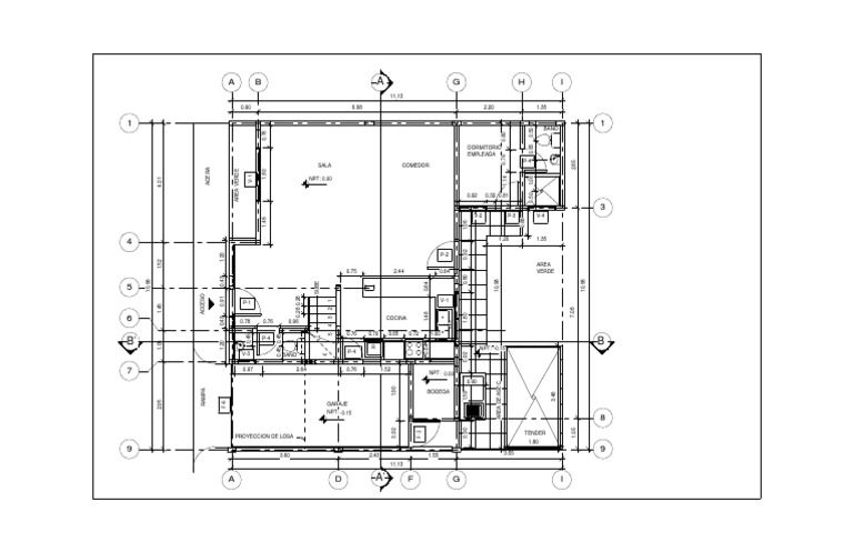 Plano Constructivo Nivel 1 Esc 1.75 | PDF
