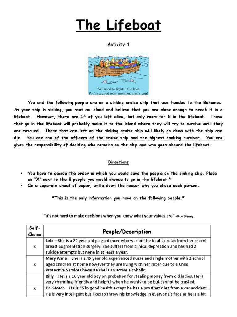 Lifeboat Survival Decision-Making Guide | PDF | Self-Improvement