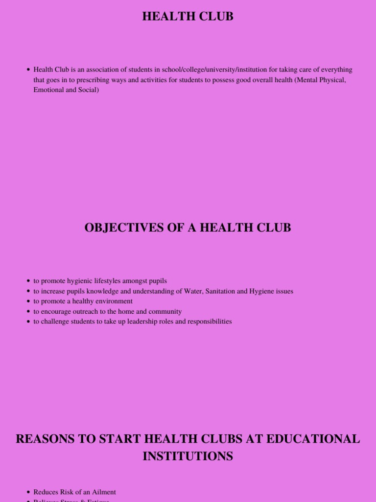 Health Club Activities in Schools | PDF | Physical Education | Physical ...