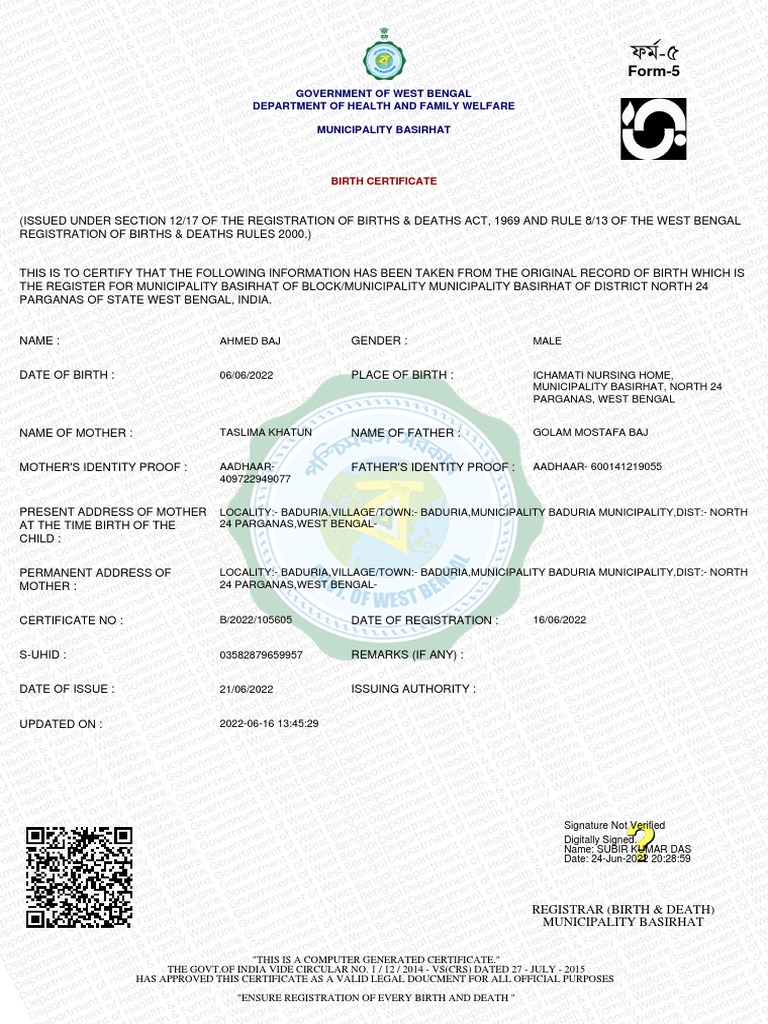 Form-5: Government of West Bengal Department of Health and Family ...