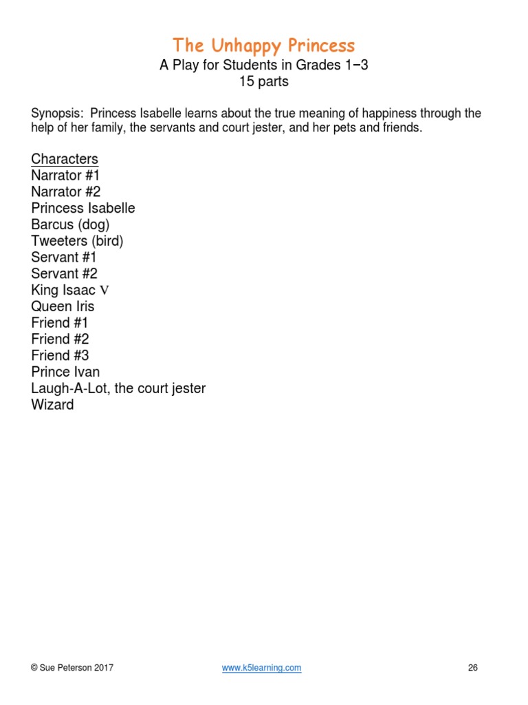 The Unhappy Princess Sample Play and Drama Exercises | PDF | Poetry