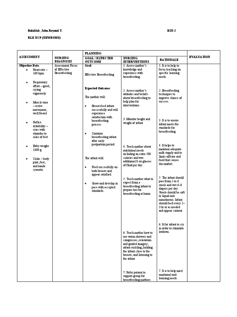 NCP Newborn | PDF | Breastfeeding | Infants