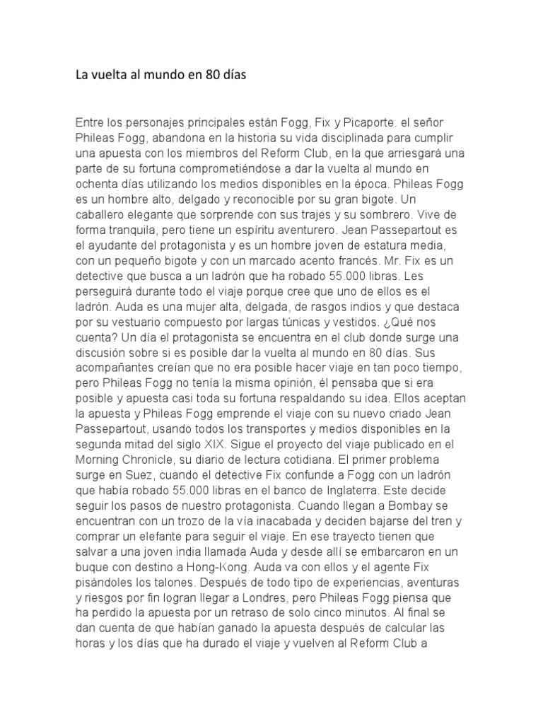 La Vuelta Al Mundo en 80 Días | PDF