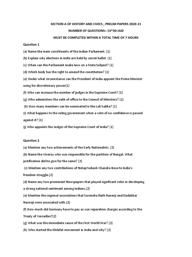 His+civ Sec 1 Questions Icse Class 10 | PDF | Indian National Congress ...