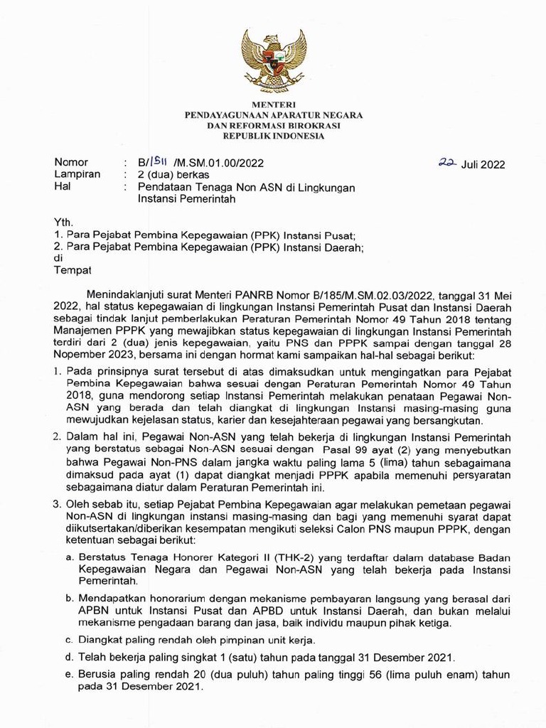 SE Menpan RB-Pendataan Honorer Non ASN Instansi Pusat Dan Daerah | PDF SE Menpan RB-Pendataan Honorer Non ASN Instansi Pusat Dan Daerah | PDF