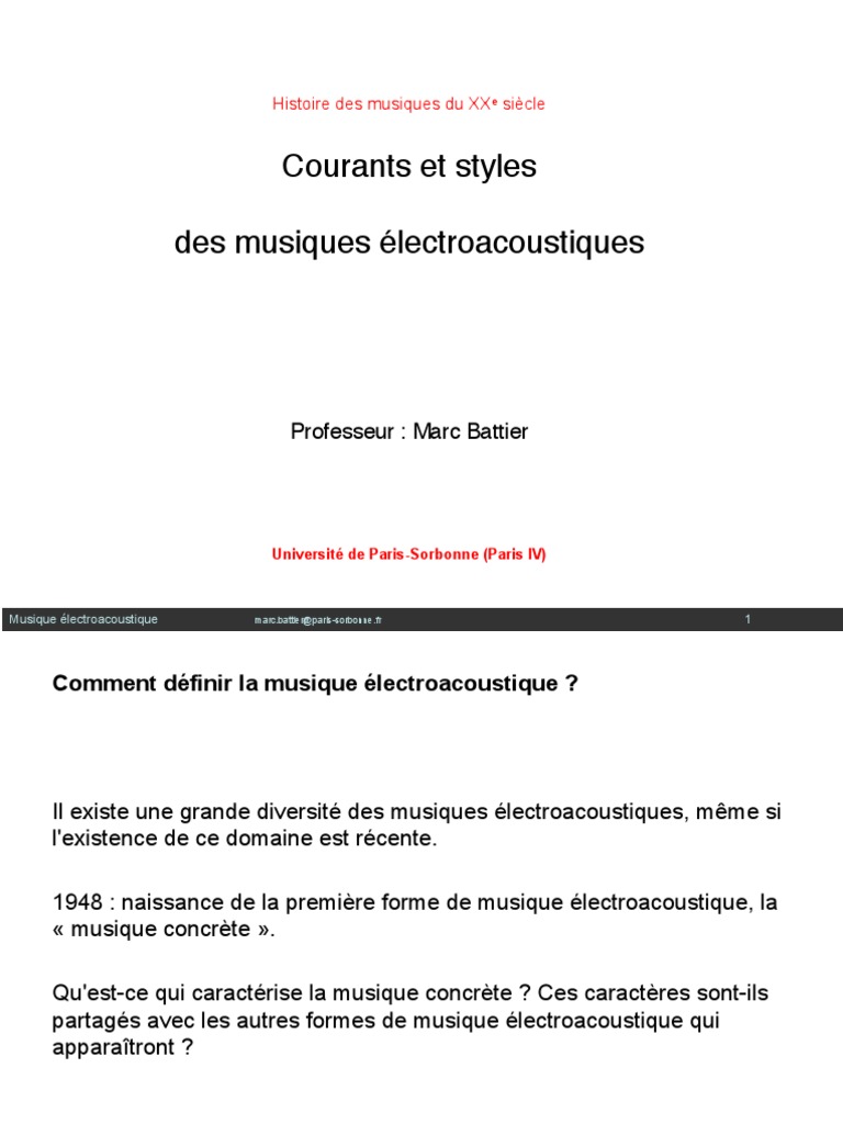 Musique électroacoustique : définitions clés | PDF | Musique ...