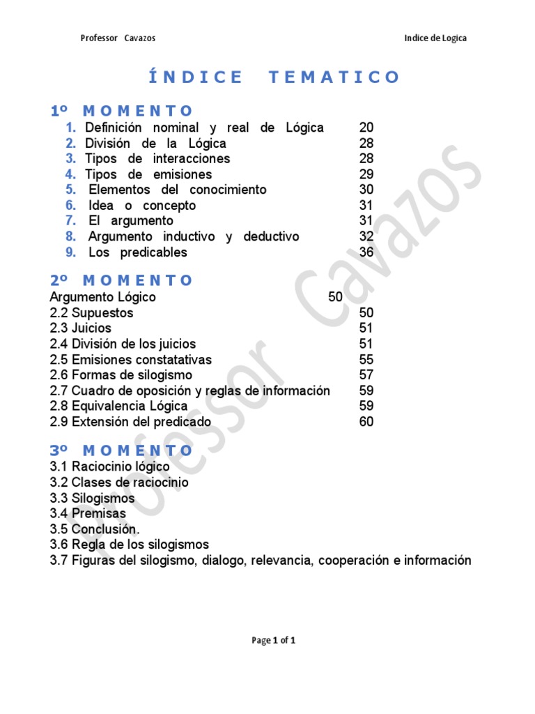 Indice de Logica | PDF