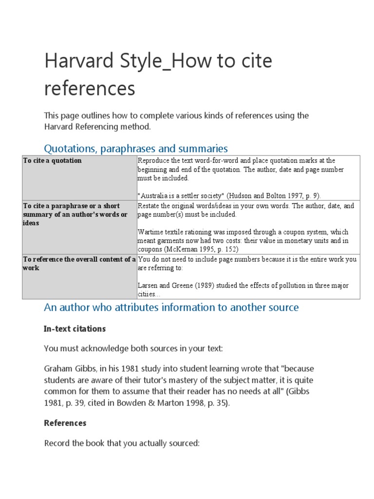 Harvard Style - How To Cite References | PDF | Citation | Writing