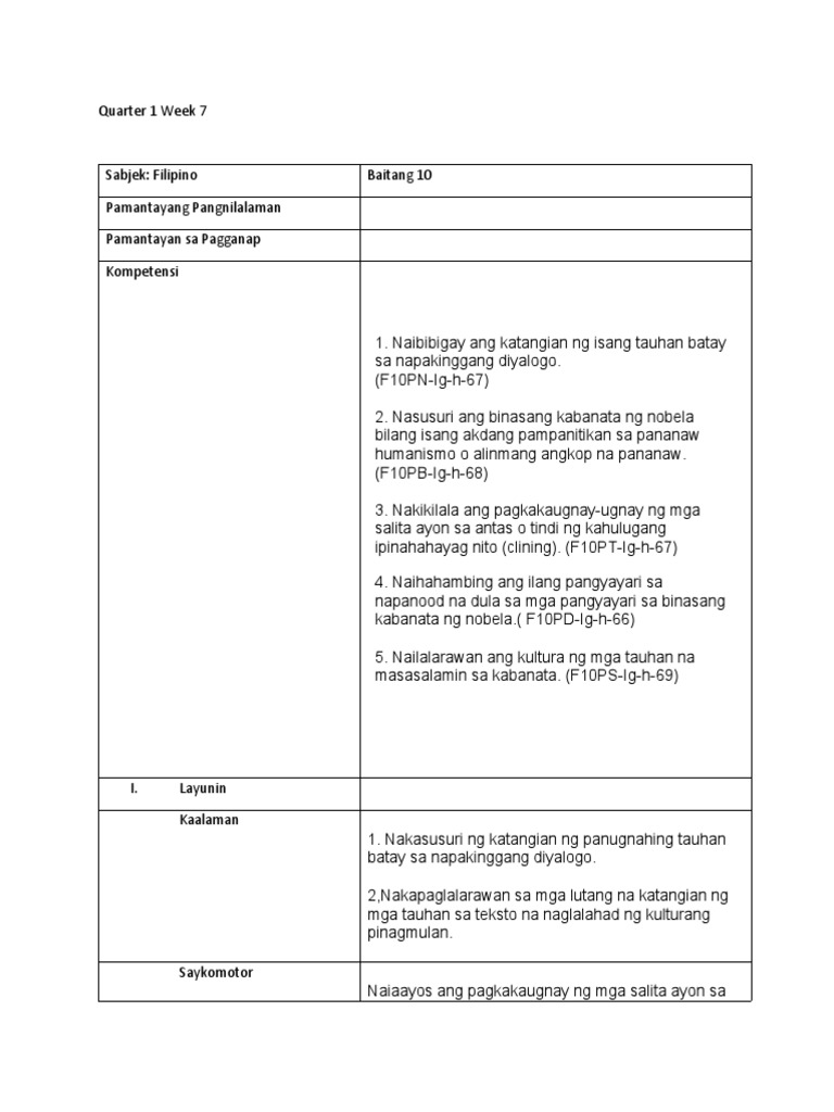 Filipino 10 Q1 Week 7 | PDF