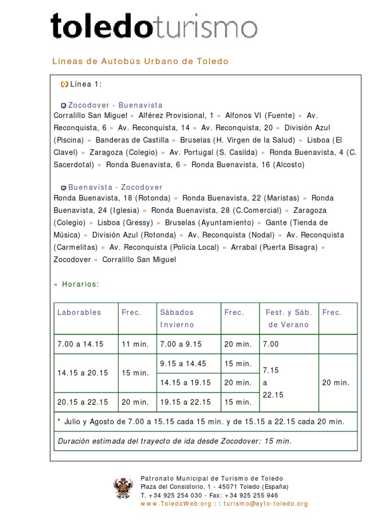 Líneas de autobuses urbanos de Toledo | PDF | Madrid | Transporte