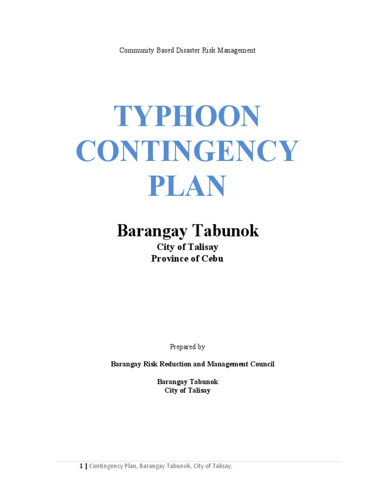Preparing for the Worst: A Contingency Plan for Barangay Tabunok in ...