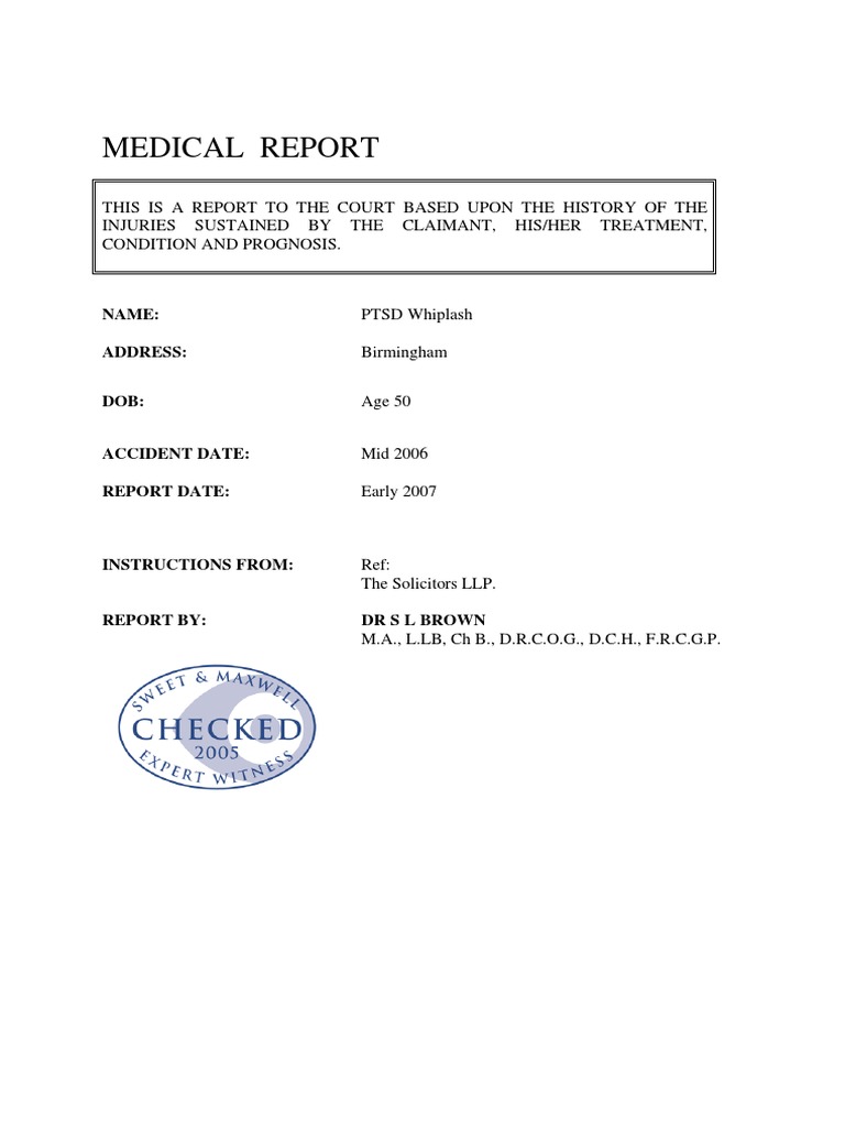 Medical Legal Report Example | PDF | Psychological Trauma | Diseases ...