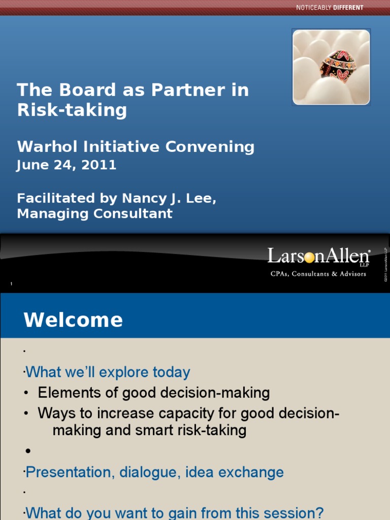 Boards As Partner in Risk-Taking-LA | PDF | Risk | Decision Making