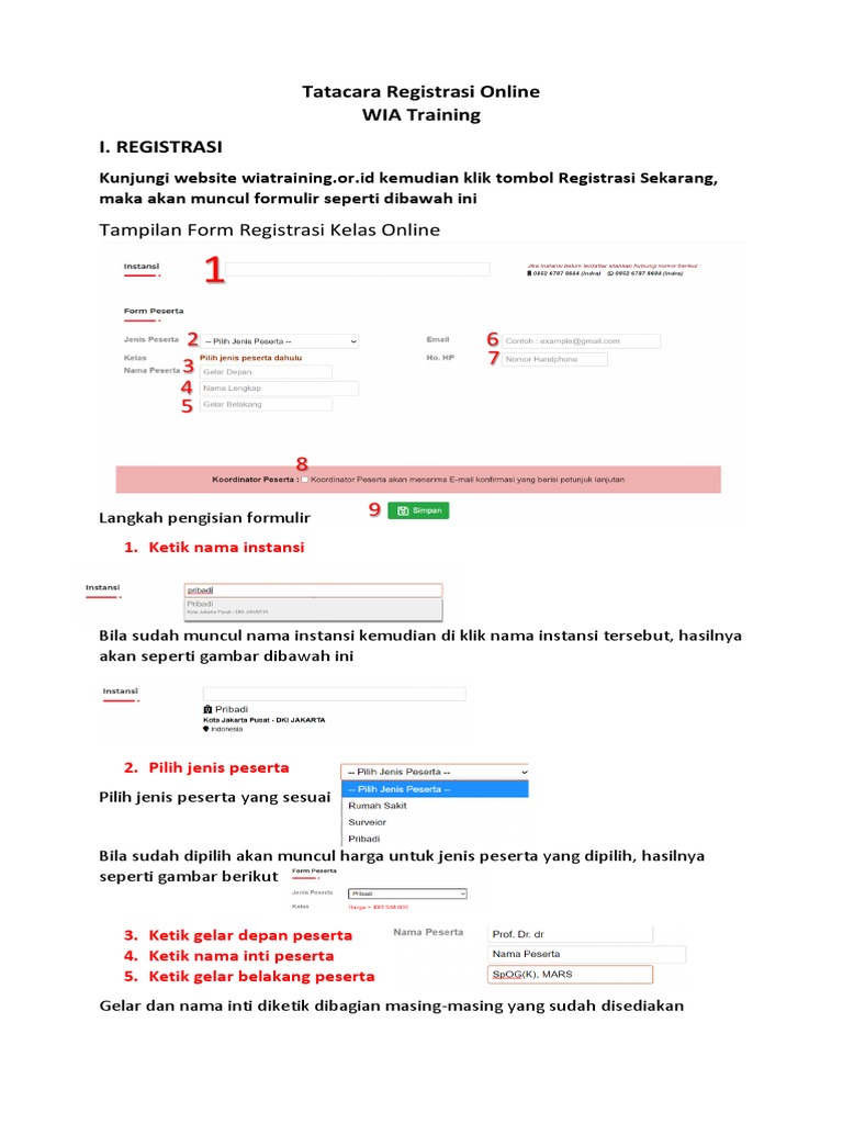 Panduan Registrasi Online WIA | PDF | Pengelolaan Keuangan & Uang