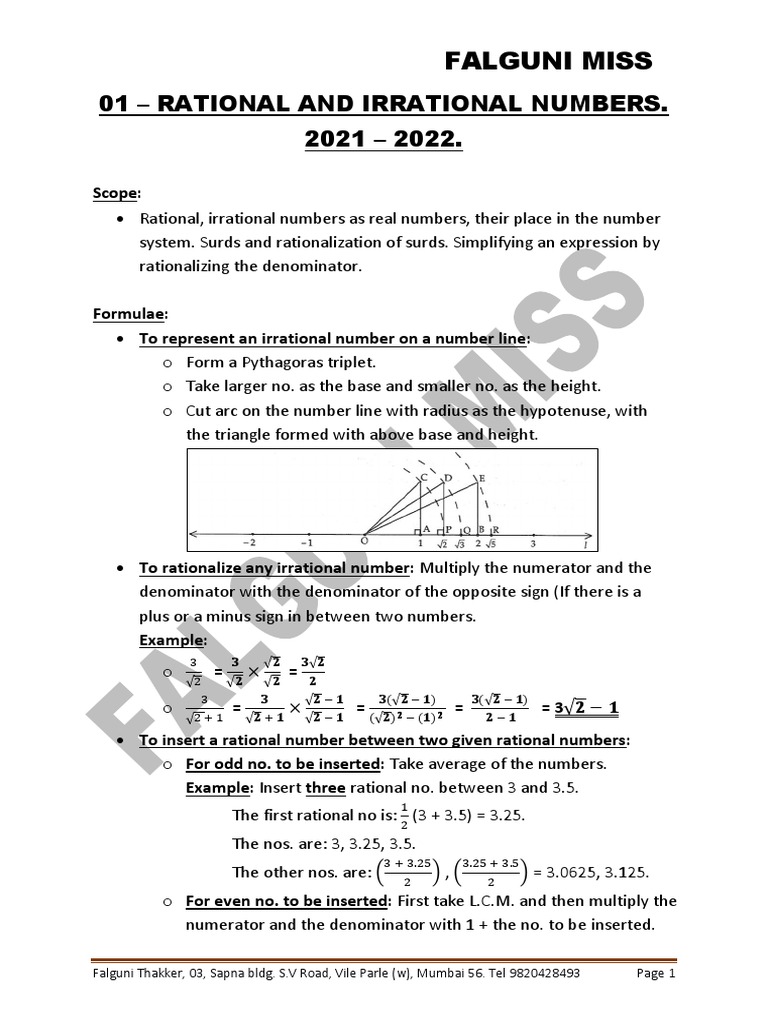 IX CC Rational and Irrational Numbers ICSE 10 | PDF | Lexicology ...