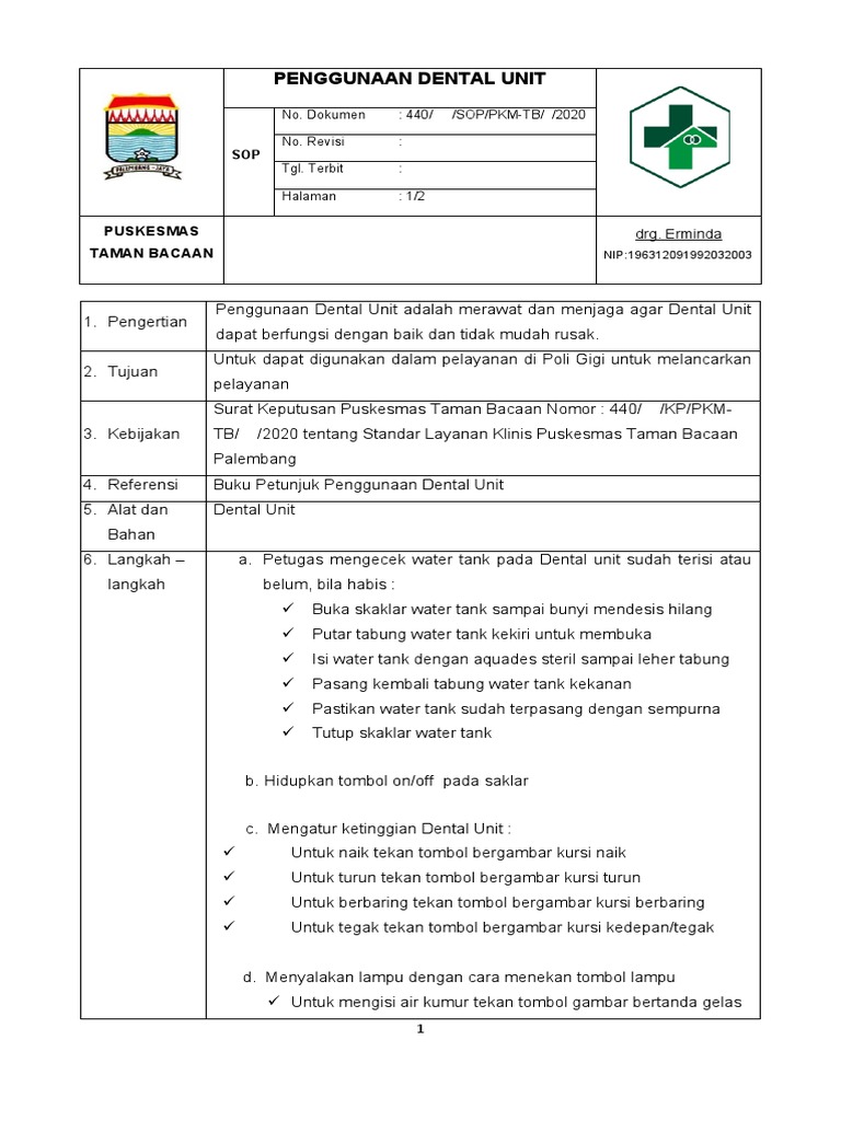 04 Penggunaan Dental Unitr | PDF 04 Penggunaan Dental Unitr | PDF