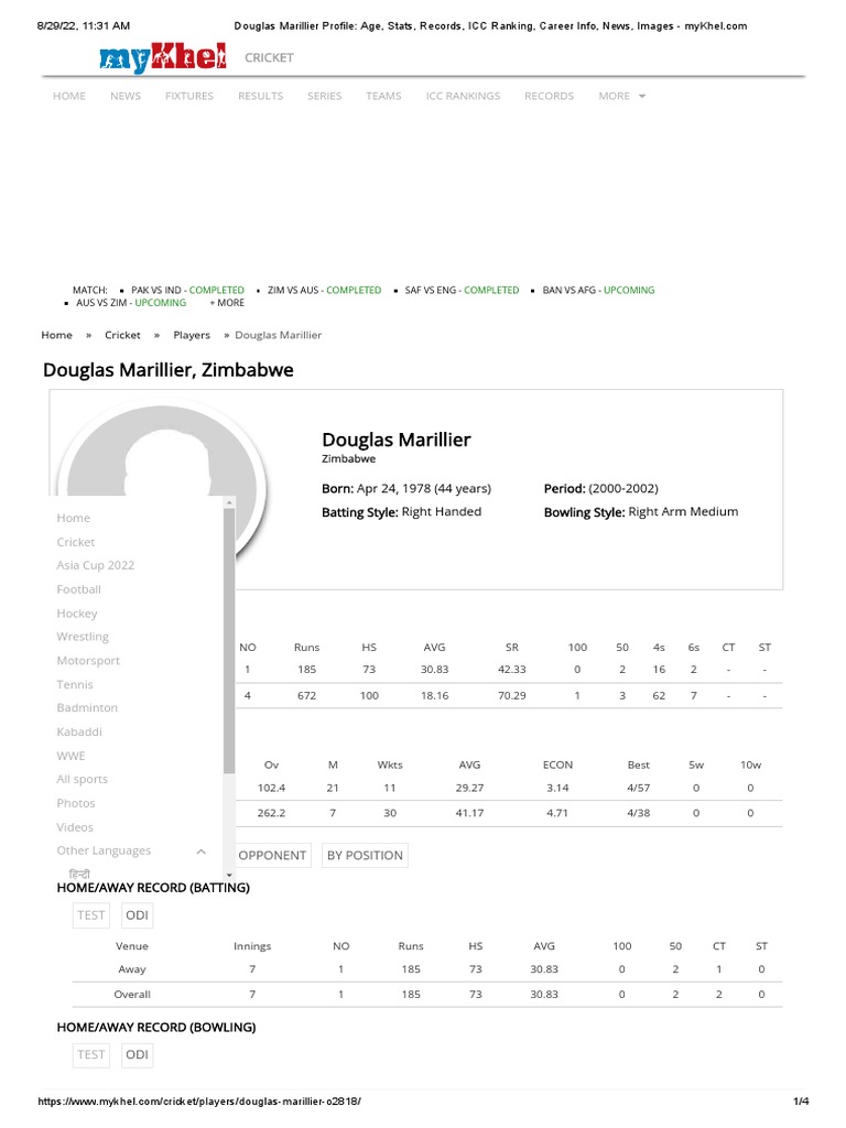 Douglas Marillier Profile - Age, Stats, Records, ICC Ranking, Career ...