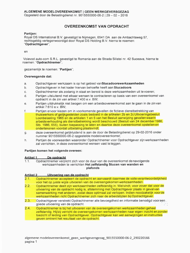 Voievod Auto-Com Overeenkomst 04-04-2022 | PDF