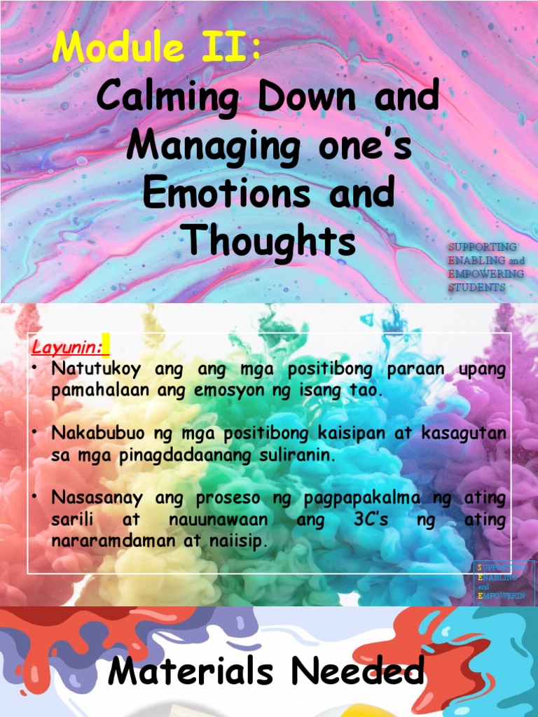Calming Down and Managing One's Emotions and Thoughts: Upporting ...