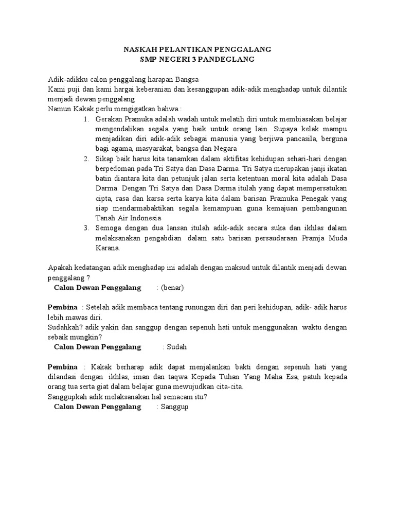 Naskah Pelantikan Dewan Penggalang | PDF