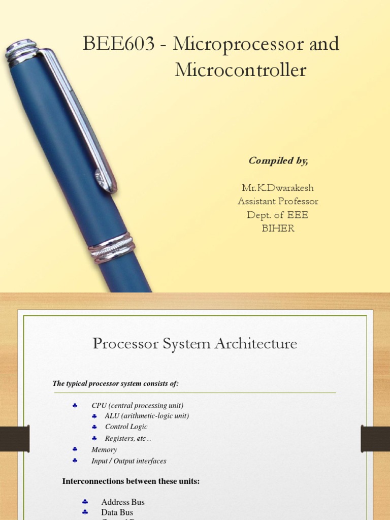 EEE - BEE603 - Microprocessor and Microcontroller - Mr. K. Dwarakesh ...