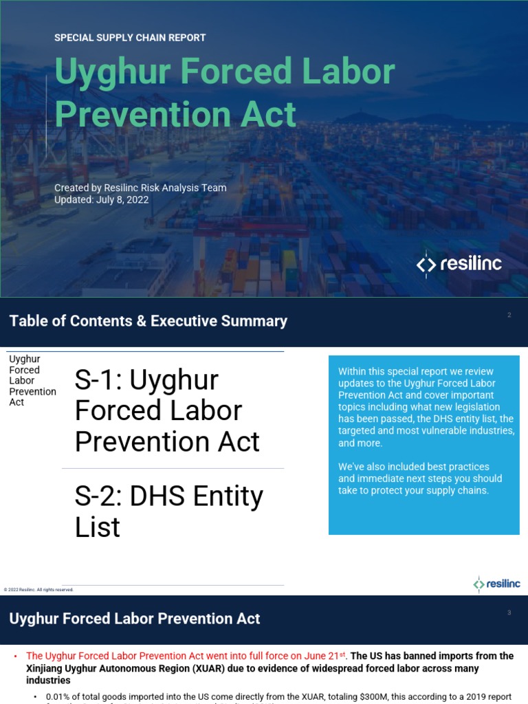 Resilinc Special Report Uyghur Forced Labour Prevention Act - What Importers Need To Know | PDF ...