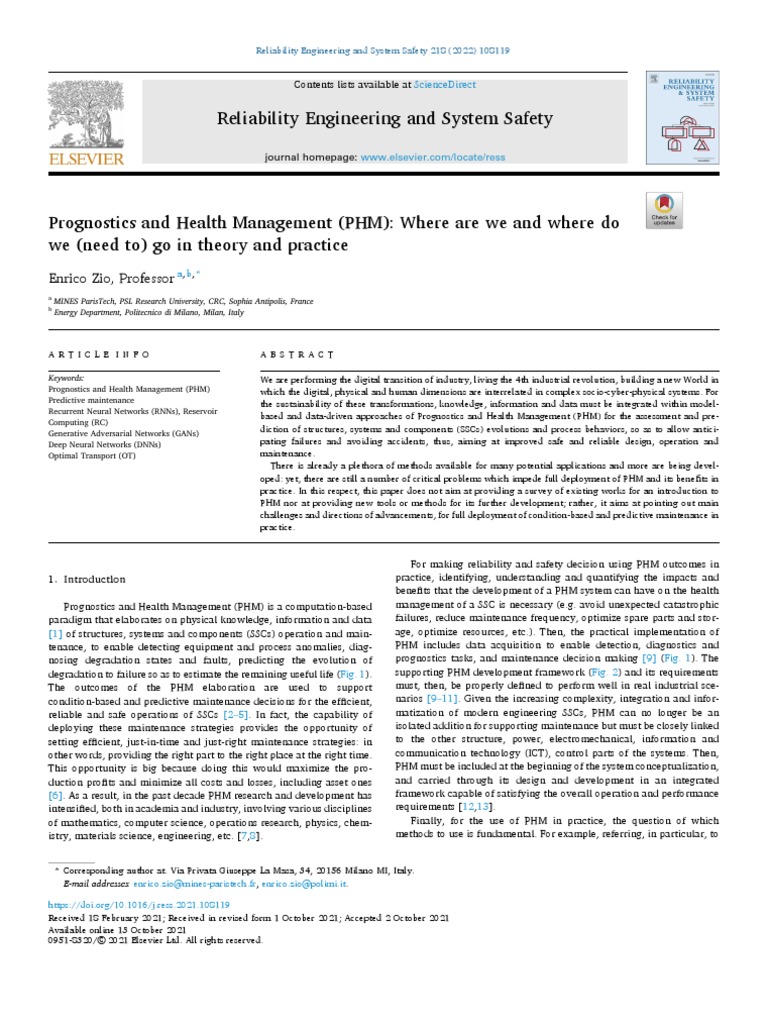 Prognostics And Health Management Phm Pdf Artificial Neural